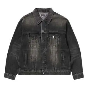 A BATHING APE Distressed Denim Trucker Jacket