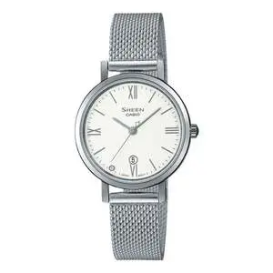 Casio Sheen Analog Watch With Sapphire Crystal And Mesh Band - Silver