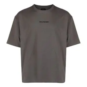 Balenciaga Embroidered-logo Cotton T-shirt - Grey