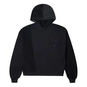 CONVERSE Corduroy Splicing Solid Color Sports Hoodie - Black
