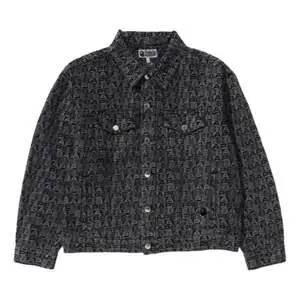 A BATHING APE Lux Sport Pattern Jacquard Denim Trucker Jacket - Black