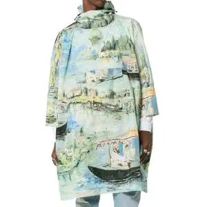 Off-White Painting Pattern Hooded Nylon Pullover Windbreaker