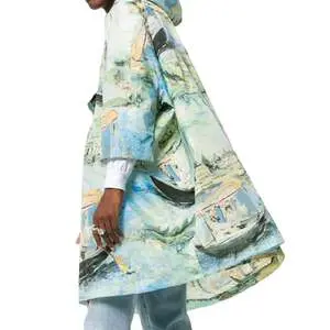 Off-White Painting Pattern Hooded Nylon Pullover Windbreaker