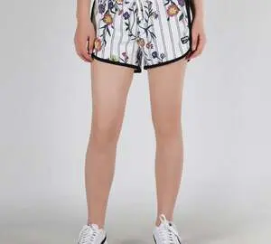 PUMA Floral Striped Knit Shorts - White