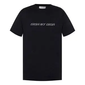 Dior Embroidered Logo Printing Short Sleeve - Black