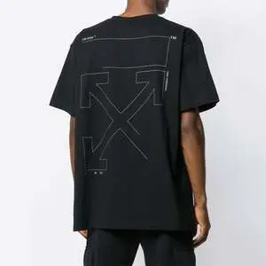 Off-White Unfinished Loose Round Neck Short Sleeve