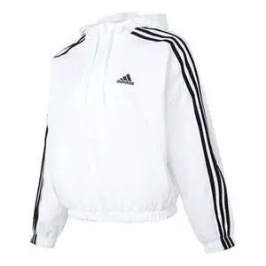 Adidas Essentials 3-Stripes Woven Windbreaker Jacket White/black