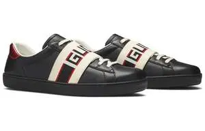 Gucci Ace Stripe Leather Low Top Sneakers