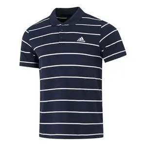 Adidas Fi Stripe Small Label Athleisure Casual Sports Short Sleeve Polo Shirt Navy Blue - Multi-color