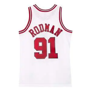 Mitchell & Ness X Nba Chicago Bulls 1997-98 Dennis Rodman 91 Swingman Jersey - White/red