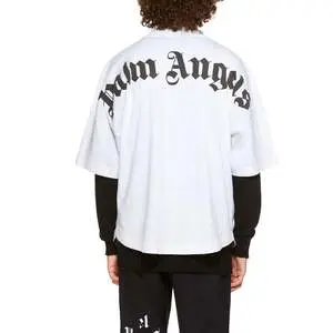 Palm Angels Ss21 Classic Logo Over Tee 'white Black