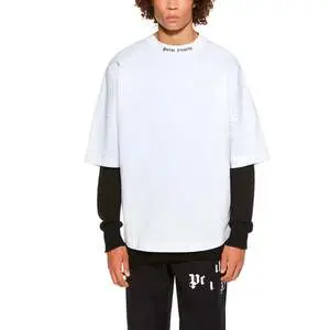 Palm Angels Ss21 Classic Logo Over Tee 'white Black - White/black