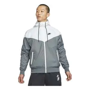 Nike Windrunner Sports Training Hooded Woven Jacket Gray White - Default Color