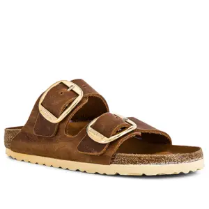 BIRKENSTOCK Arizona Big Buckle Oiled Leather Sandals - Cognac