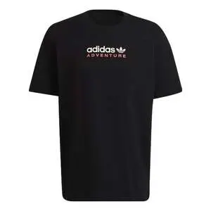 Adidas Originals Mtn Spr Tee Alphabet Logo Printing Sports Round Neck Short Sleeve Black T-shirt - Multi-color