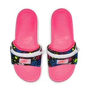 Nike Benassi Jdi Print Slide With Fanny Pack Detail - Pink/black