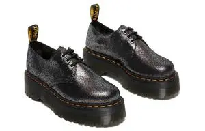 Dr. Martens 1461 Faux Fur-lined Metallic Platform Shoes - Black