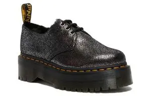 Dr. Martens 1461 Faux Fur-lined Metallic Platform Shoes - Black