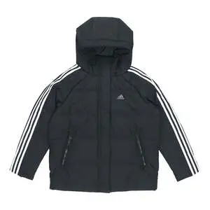 Adidas Down Jacket With Hood And Signature Stripes - Default Color