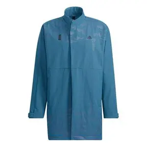 Adidas Wj Wv Long Jkt Martial Arts Series Pattern Mid-length Stand Collar Logo Jacket Sky Blue - Default Color