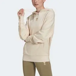 Adidas Originals Hooded Sweatshirt With Zip Detail - Beige