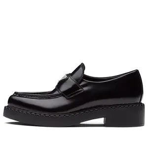 Prada Brushed Leather Pointy Monolith Loafers
