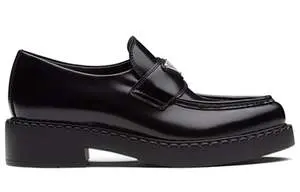 Prada Brushed Leather Pointy Monolith Loafers