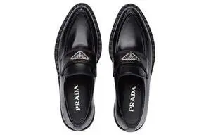 Prada Brushed Leather Pointy Monolith Loafers