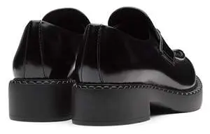 Prada Brushed Leather Pointy Monolith Loafers