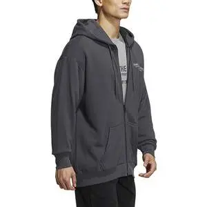 Adidas Alphabet Printing Pattern Drawstring Pullover Hooded Long Sleeves Jacket Gray