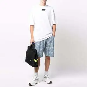 Off-White Fw21 Logo Round Neck Short Sleeve Loose Fit White T-shirt - Default Color