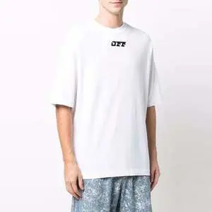 Off-White Fw21 Logo Round Neck Short Sleeve Loose Fit White T-shirt - Default Color