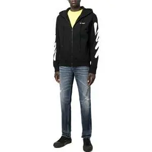Off-White Ss22 Diagonal Stripes Printing Zipper Jacket Version Black