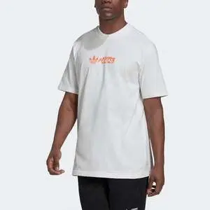 Adidas Originals Geometry Pattern Printing Logo Round Neck Short Sleeve White