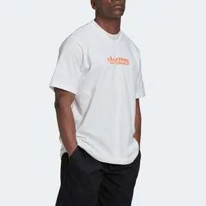 Adidas Originals Geometry Pattern Printing Logo Round Neck Short Sleeve White