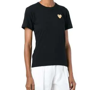 Play Comme Des Garcon Embroidered Heart T-shirt - Black