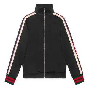 Gucci Technical Jersey Track Jacket With Stripe Detail - Black/red