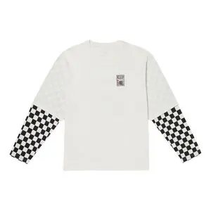 VANS Spaced Out Logo Checker Pearl Long Sleeve T-shirt 'white Black - White/black