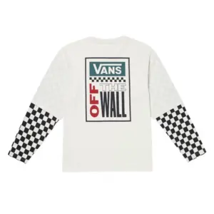 VANS Spaced Out Logo Checker Pearl Long Sleeve T-shirt 'white Black