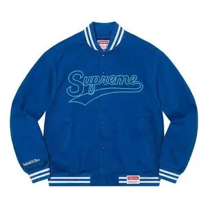 Supreme X Mitchell & Ness Doughboy Twill Varsity Jacket - Blue/white