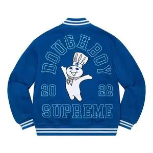 Supreme X Mitchell & Ness Doughboy Twill Varsity Jacket 'blue White - Blue/white
