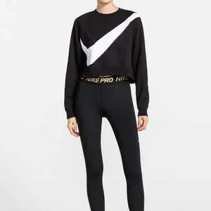 Nike Swoosh Cropped Sweatshirt - Black