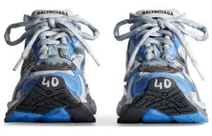 Balenciaga Runner Sneakers In Blue And Grey Nylon And Suede-like Fabric - Grey/white/black