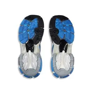 Balenciaga Runner Sneakers In Blue And Grey Nylon And Suede-like Fabric - Grey/white/black