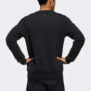 Adidas Logo Printing Sports Round Neck Pullover - Black