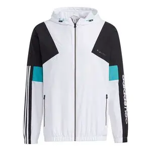 Adidas Neo Logo Embroidered Contrasting Sports Jacket - White
