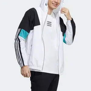 Adidas Neo Logo Embroidered Contrasting Sports Jacket - White