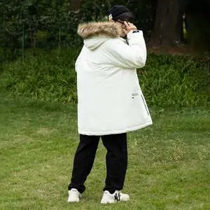 NEW BALANCE Long Puff Down Jacket With Fur Hood