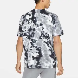 Nike Sports Loose Tie Dye Printing Round Neck Short Sleeve Gray - Grey