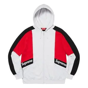 Supreme Color Blocked Zip Up Hooded Sweatshirt